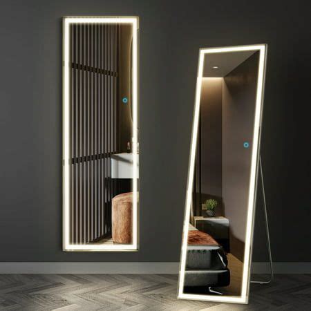 Lvsomt 63x20 Full Length Floor Mirror With Led Lights Free Standing