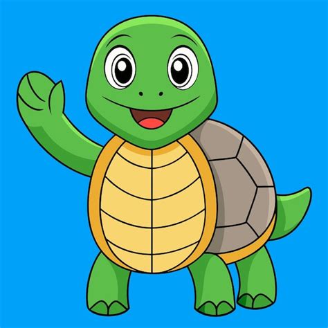 Cute Turtle Waving Hand Cartoon Vector Icon Illustration Flat Cartoon Concept Premium Ai