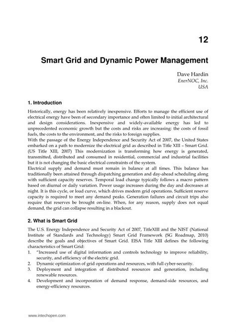 Pdf Smart Grid And Dynamic Power Management Intechopen · Smart Grid
