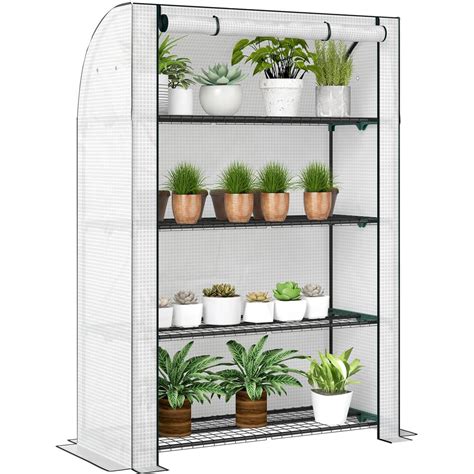 Outsunny White Pe Cover 3 9 X 1 6ft Mini Greenhouse Wilko
