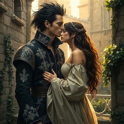 Intense Fantasy Couple In A Romantic Kiss Scene I Ai Art