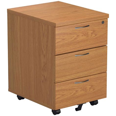 Office Essentials Wooden 3 Drawer Low Under Desk Mobile Pedestals From