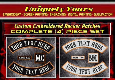 Sew On Iron On Patches Custom Embroidered 2 Piece Top And Bottom Rocker