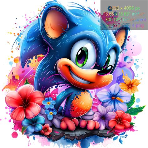 Sonic The Hedgehog Png T Shirt Sublimation Design 3d Splash Watercolor