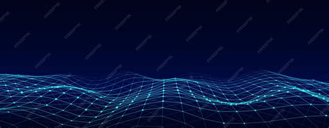 Premium Vector Dynamic Wave With Connected Dots And Lines On A Blue
