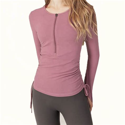 Running Gym Workout Women Gym Wear Stretchy 1 2 Zipped Sports Long