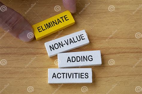 Top View Of Hand Holding Wooden Blocks With Text Eliminate Non Value Added Activities Process