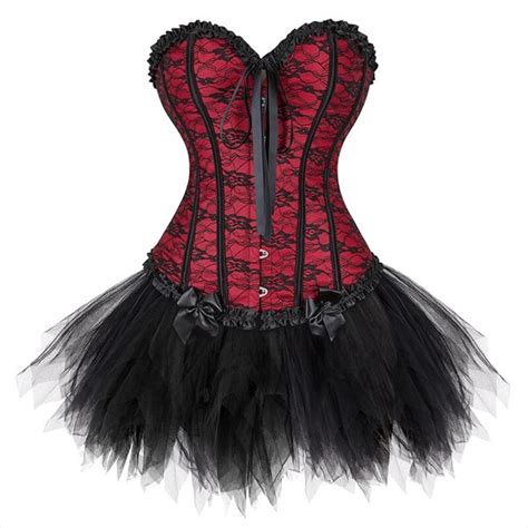 Black 1 Victorian Corset Dress Plus Size Jacquard Corset Bustier Tutu