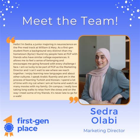 Meet Sedra Olabi Our Marketing Director First Gen Place