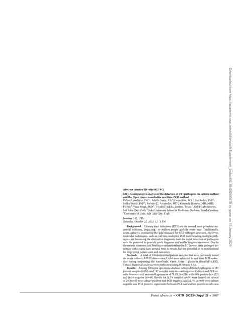 Pdf 2223 A Comparative Analysis Of The Detection Of Uti Pathogens Via Culture Method And The