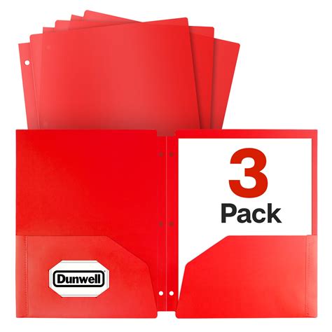 Dunwell Plastic 2 Pocket Folders For 3 Ring Binders