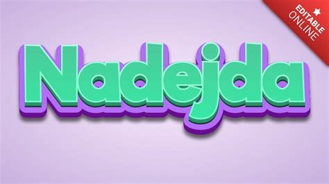 Nadejda 3d Verde Y Púrpura Generador De Efectos De Texto