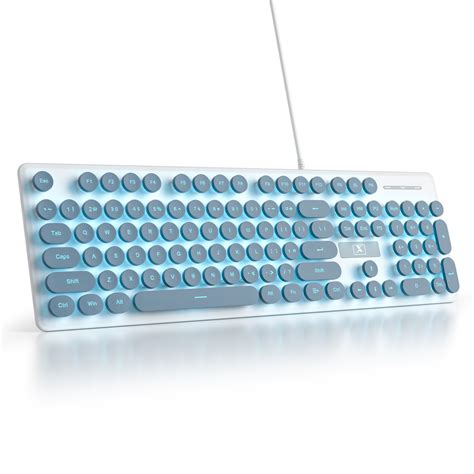 Mosptnspg Wired Quiet Membrane Keyboard Full Size 104 Keys Retro Punk