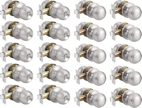 Probrico Round Brushed Nickel Privacy Door Knobs （10 Pack） And Passage