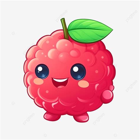 Cute And Smile Cartoon Fruit Colorful Character Raspberry Colorful Happy Smile Png