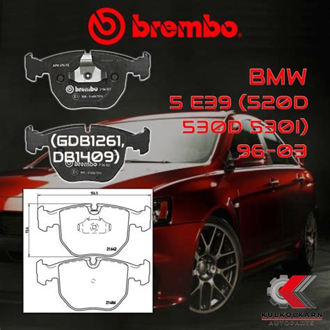 ผ้าเบรคหน้า Brembo Bmw Series5 E39 520d 530d 530i ปี 96 03 P06021bc