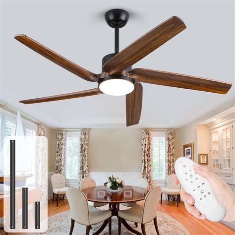 52 Inch Modern Farmhouse Ceiling Fan With Light Remote 5 Blade Wood Fan With 6 Speeds