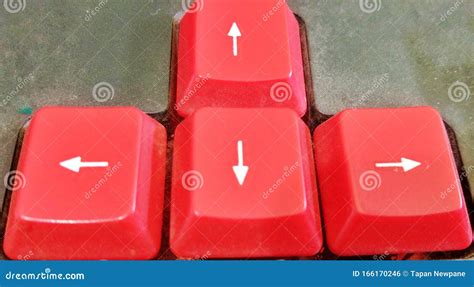 Red Arrow Keys On Computer Keyboard Stock Photo Image Of Buttons Desktop