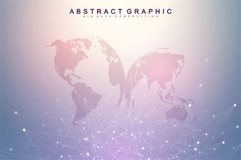 빅 데이터 시각화 기하학적 추상적 인 배경 시각적 정보 복잡성 미래 지향적 인포 그래픽 디자인 연결된 라인과 점 웨이브 흐름과
