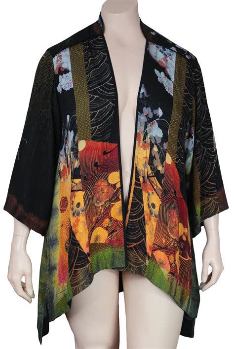 Plus Size Citron Clothing Silk Mandarin Collar Jacket —