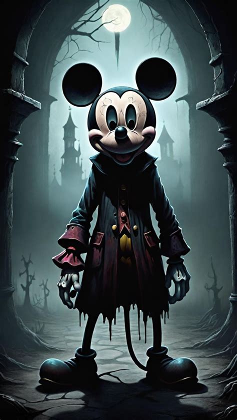 Dark Mickey On Halloween Wallpaper Digital Art Design Mickey Mouse