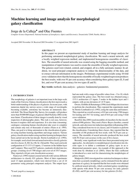Pdf Machine Learning And Image Analysis For Morphological Galaxy Classification