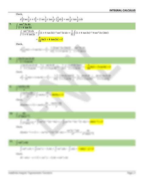 Solution Calculus Integral Calculus Practice Exam Indefinite