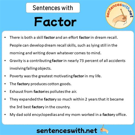 Sentences With Factor Sentences About Factor In English