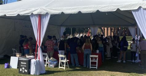 Students Gathered Around The Sexploration Tent During Uscs Sex Week To