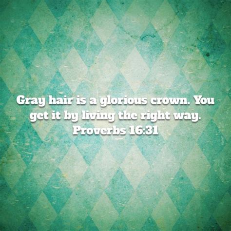 Proverbs 1631 Gray Hair Is A Glorious Crown You Get It By Living The