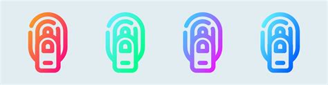 Fingerprint Line Icon In Gradient Colors Biometric Signs Vector