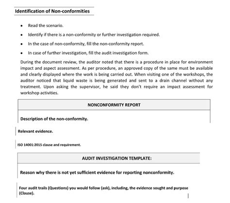 Solved Identification Of Non Conformities Read The Scenario