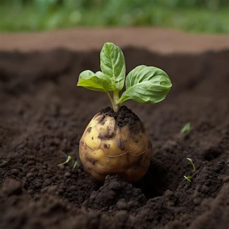 Premium Photo Potato In The Soil Generated By Ai