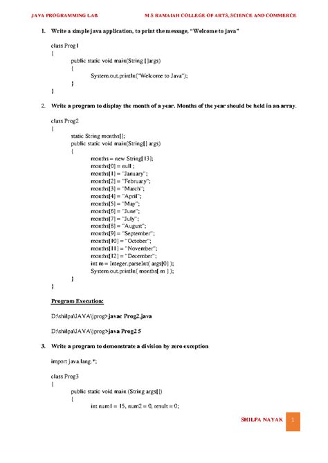 JAVA Pratical Programs Write A Simple Java Application To Print The Message