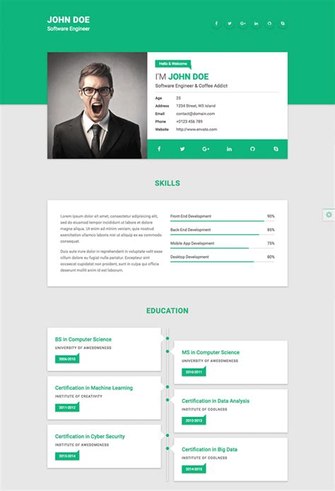 15 Template Resume Html Terbaik Untuk Situs Pribadi Yang Luar Biasa