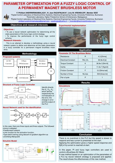 PDF PARAMETER OPTIMIZATION FOR A FUZZY LOGIC CONTROL OF A PERMANENT MAGNET BRUSHLESS MOTOR