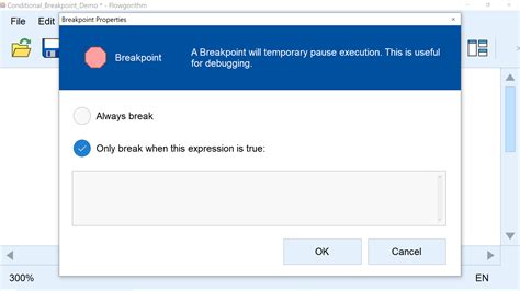 Flowgorithm Conditional Breakpoint Testingdocs