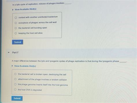 Solved In A Lytic Cycle Of Replication Release Of Phages Involves