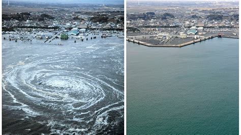 Japan 2011 Earthquake And Tsunami Disaster Revealing Before And After