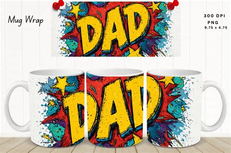 Comic Book Dad Explosion Mug Wrap Sublim Graphic By Cut File · Creative Fabrica