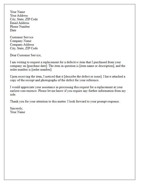 Letter Template For Damaged Product Replacement Free Samples In Pdf