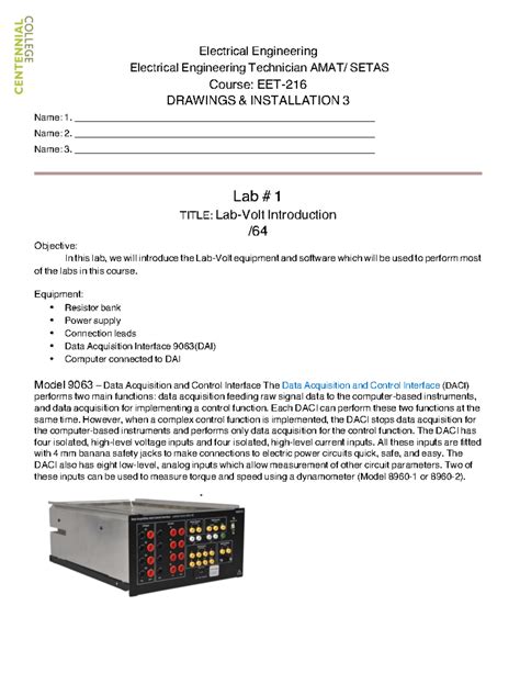 Eet 216 Lab 1 Lab Volt Measurement ` Electrical Engineering