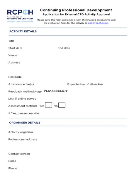Fillable Online Continuing Professional Development Proposal Form Fax