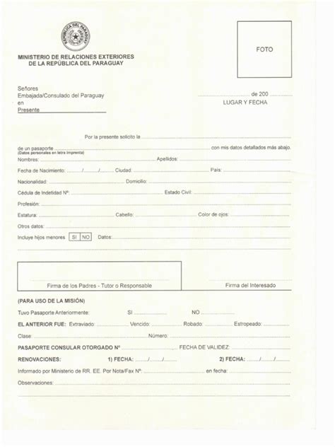 Formulario De Solicitud De Pasaporte Consular 1 Pdf