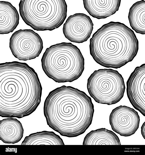 Vector Seamless Pattern With Tree Rings Saw Cut Tree Trunk Wood Log Cross Pine Oak Slices