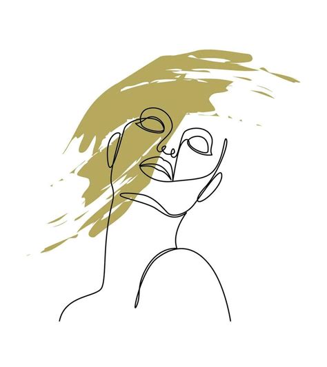 Portrait In A Minimalist Style Linear Portrait Of A Woman Brushstroke