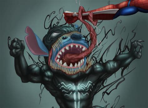 Rui Penedos Fan Art Marvel Spiderman Vs Stitch Venom