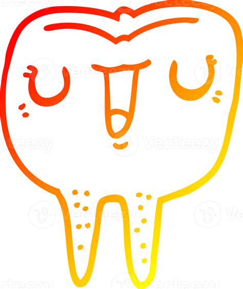 Warm Gradient Line Drawing Of A Cartoon Happy Tooth 45103341 Png