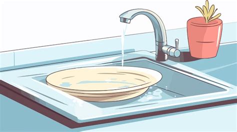Premium Vector A Cartoon Drawing Of A Sink With Water Pouring Out Of It