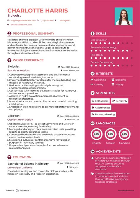 10 Biologist Resume Samples And Templates For 2026